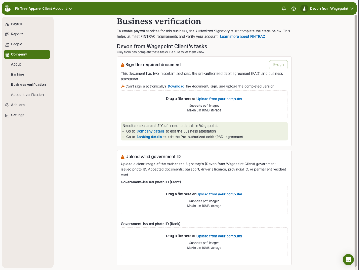 Onboard a new client (FINTRAC-compliant) – Wagepoint 2.0 Knowledge Base
