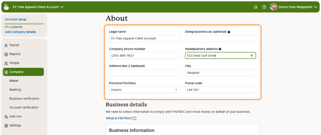 Onboard a new client (FINTRAC-compliant) – Wagepoint 2.0 Knowledge Base